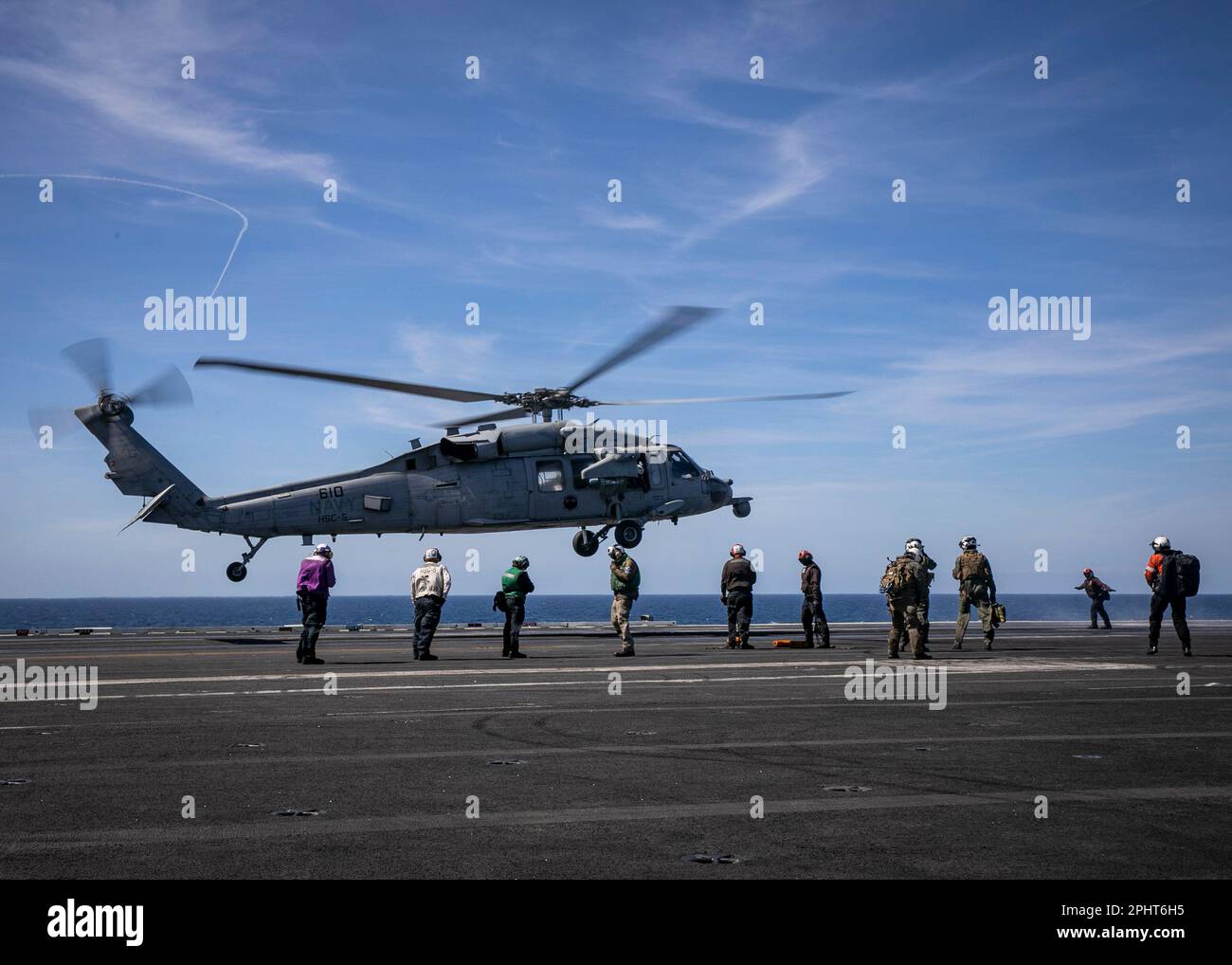 230328-N-EL850-1183 TYRRHENIAN SEA (March 28, 2023) An MH-60S Nighthawk ...