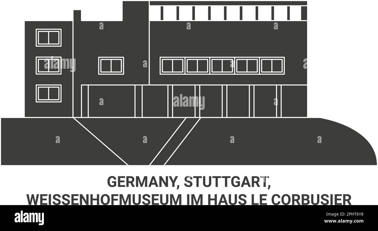 Germany, Stuttgart, Weissenhofmuseum Im Haus Le Corbusier travel landmark vector illustration ...
