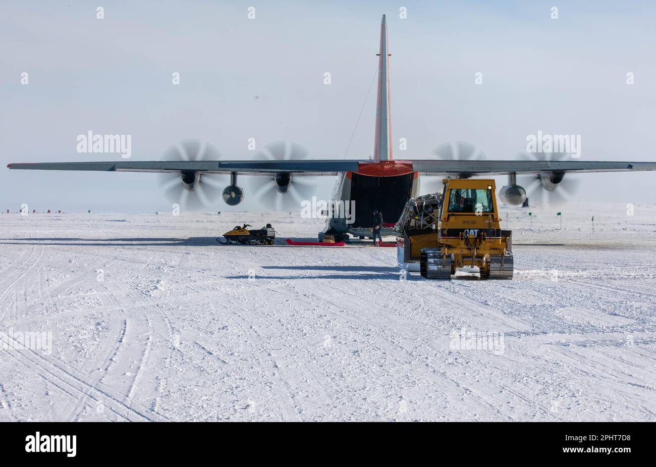 Cargo is loaded onto a LC-130 Hercules at McMurdo Station, Antarctica ...