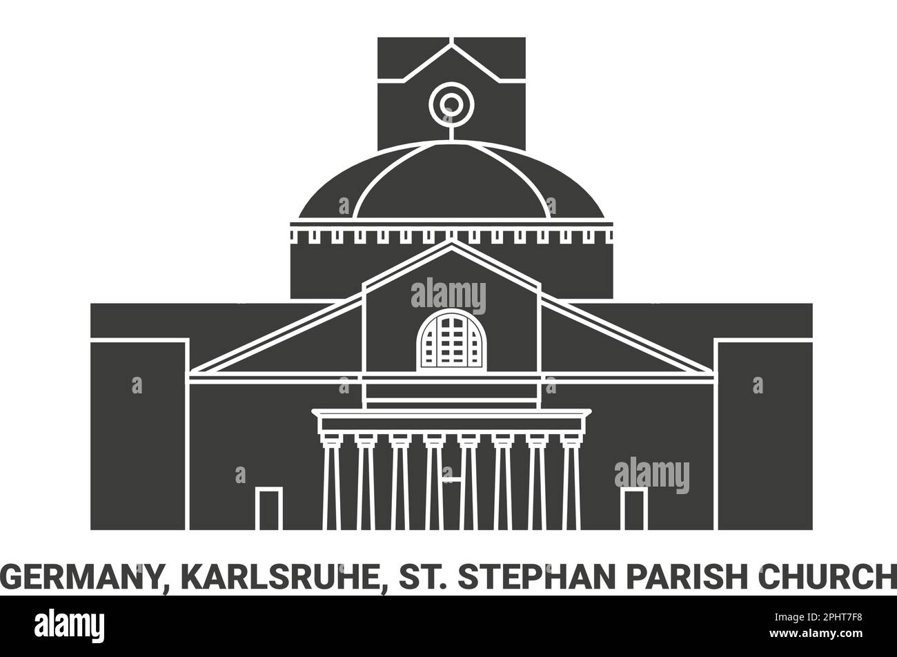 Germany, Karlsruhe, St. Stephan Parish Church travel landmark vector ...
