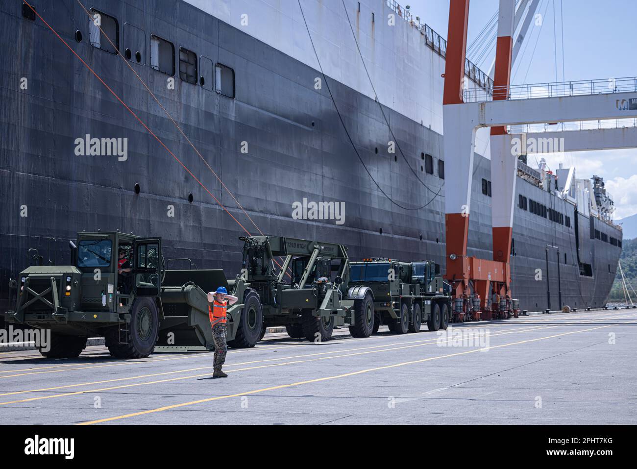 A U.S. Marine with 3rd Landing Support Battalion, 3rd Marine Logistics ...