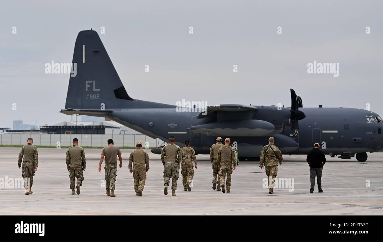 U.S. Airmen assigned to the 26th Expeditionary Rescue Squadron and the ...