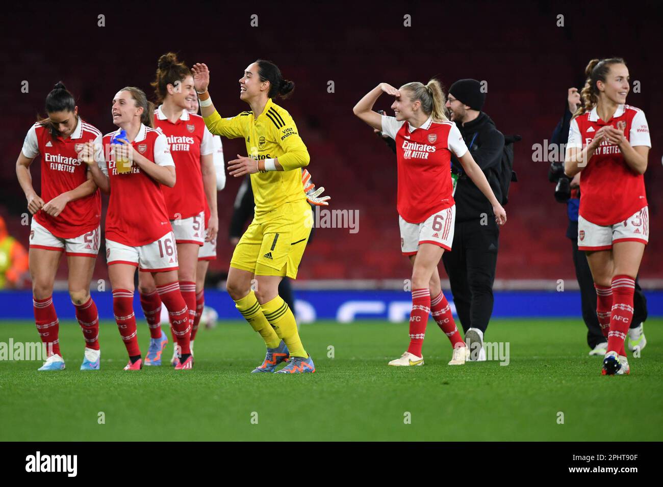 London, UK. 29th Mar, 2023. Arsenal Women players applaud their ...