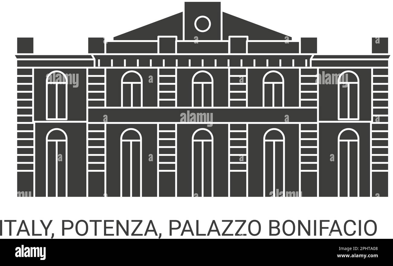 Italy, Potenza, Palazzo Bonifacio, travel landmark vector illustration ...