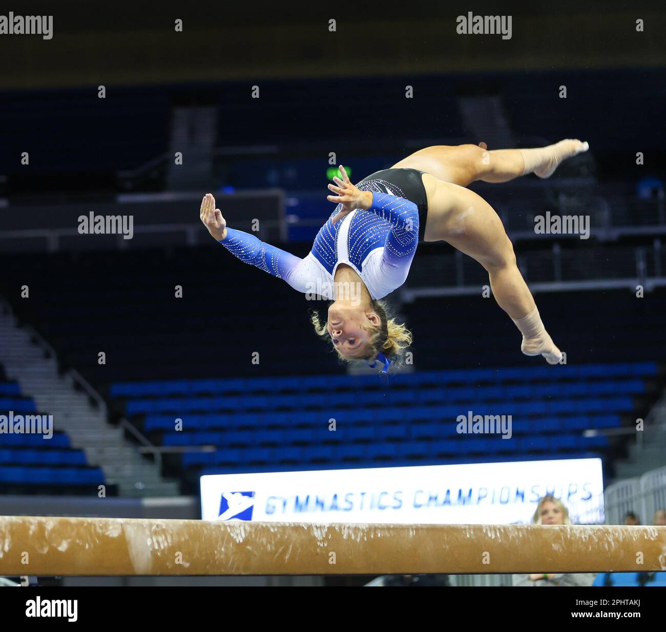 Los Angeles, OK, USA. 29th Mar, 2023. BYU's Heidi Schooley competes on ...