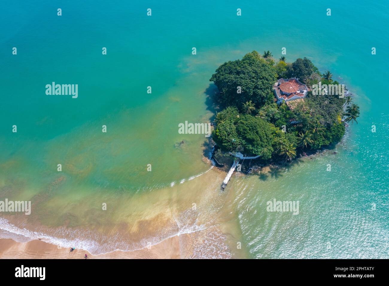 Aerial view of Taprobane island and Weligama beach at Sri Lanka Stock ...