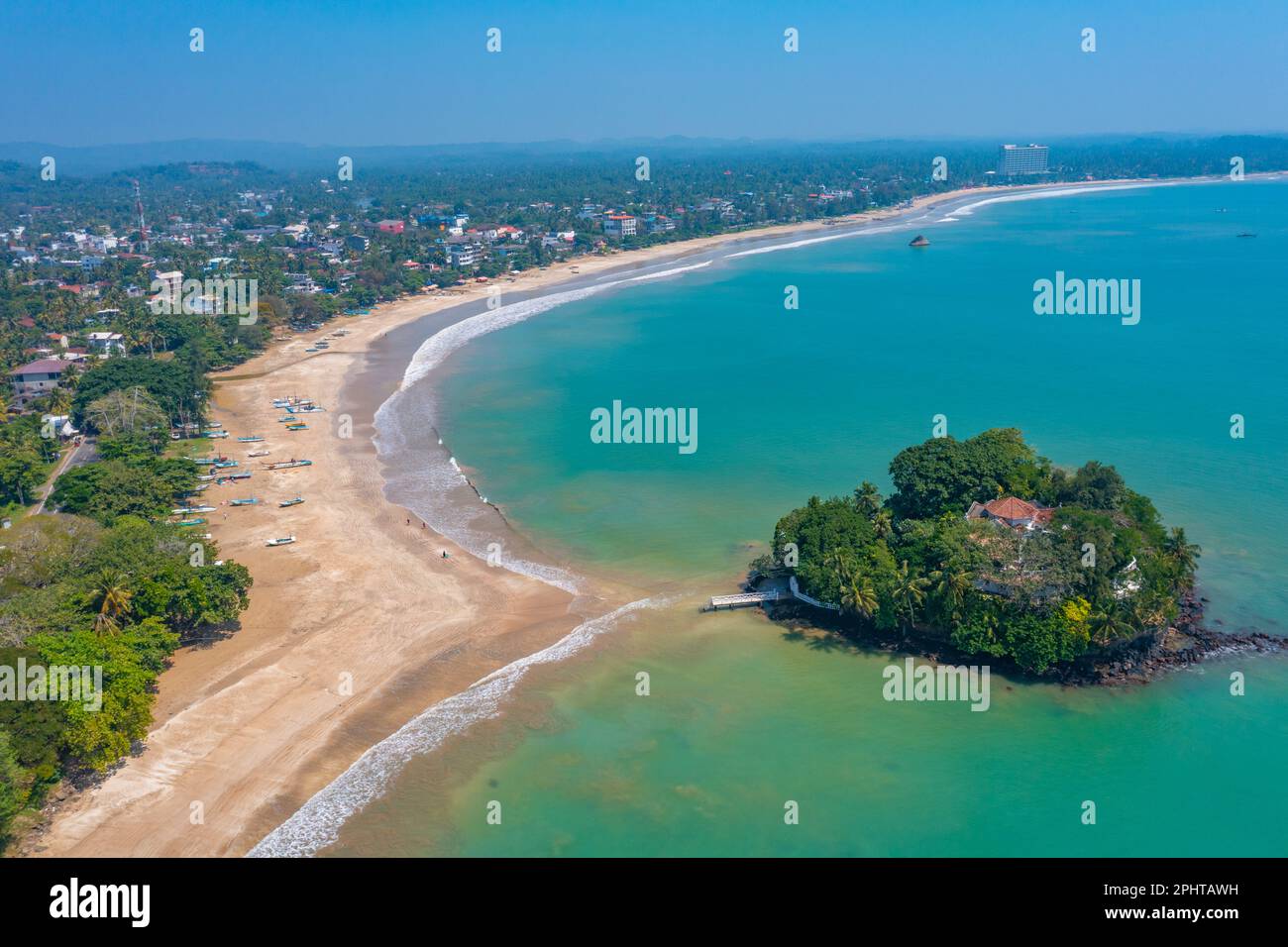 Aerial view of Taprobane island and Weligama beach at Sri Lanka Stock ...