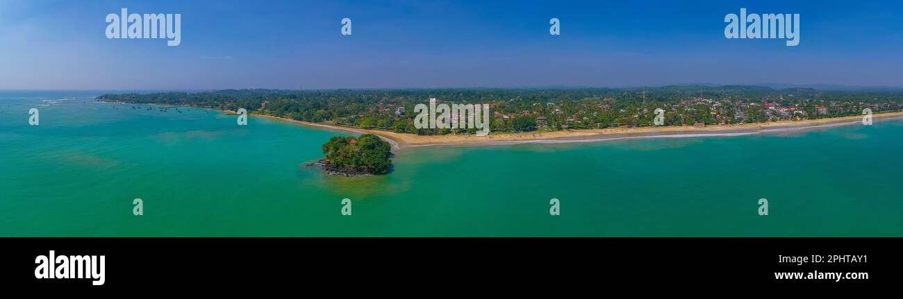 Aerial view of Taprobane island and Weligama beach at Sri Lanka Stock ...