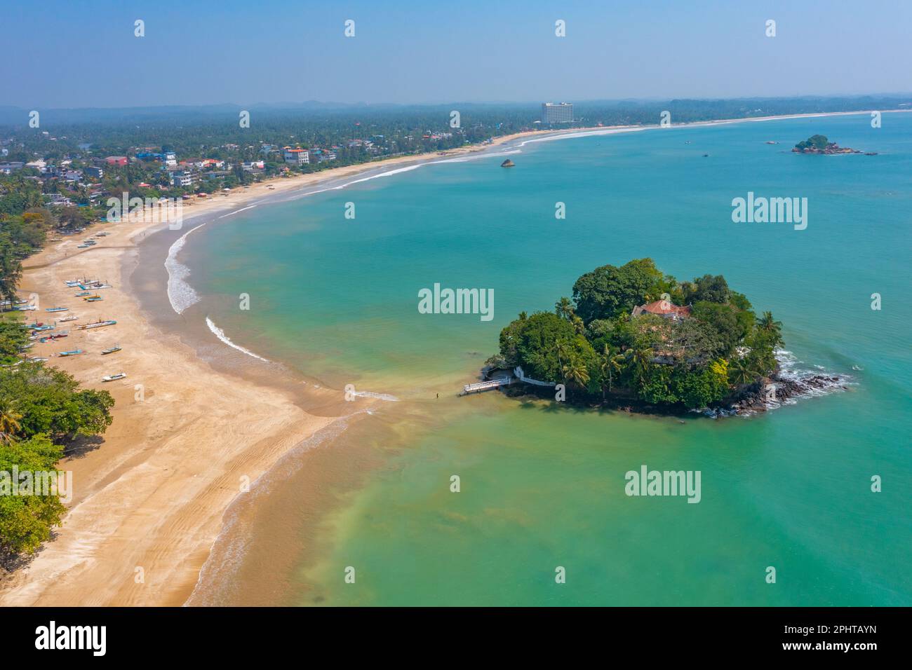 Aerial view of Taprobane island and Weligama beach at Sri Lanka Stock ...