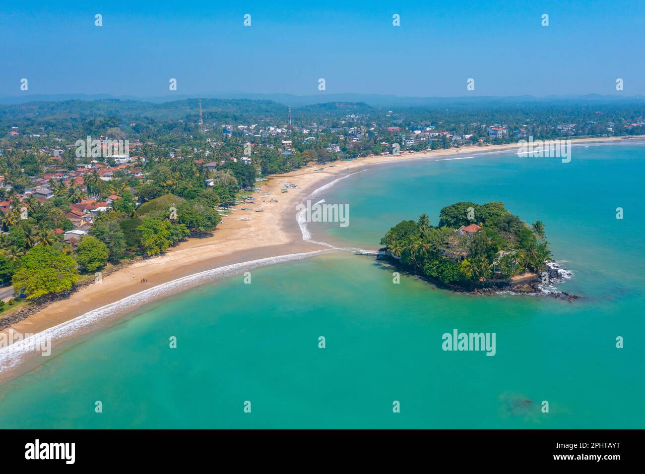 Aerial view of Taprobane island and Weligama beach at Sri Lanka Stock ...