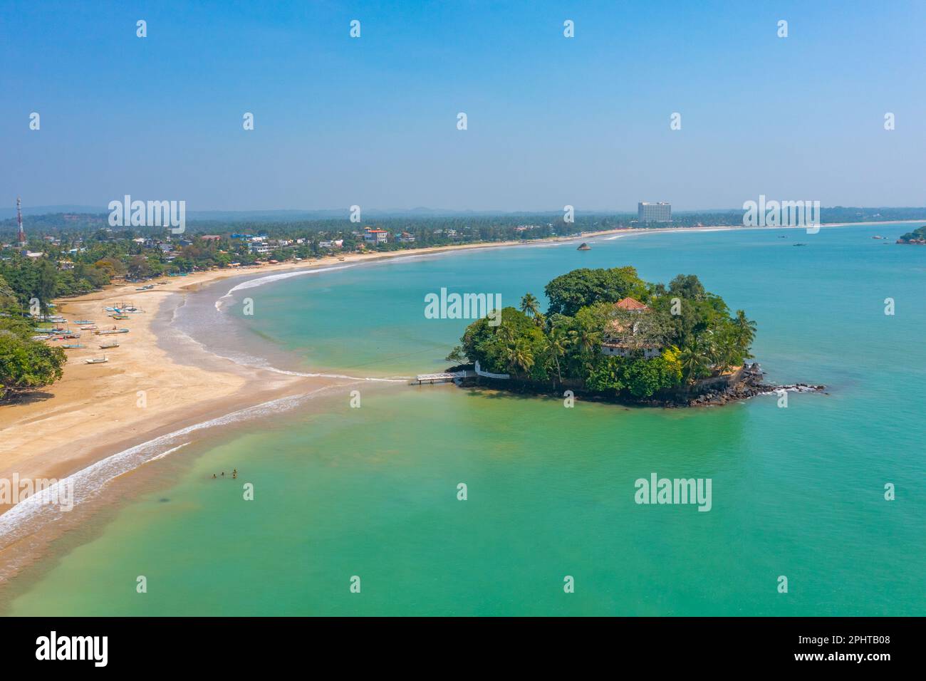 Aerial view of Taprobane island and Weligama beach at Sri Lanka Stock ...