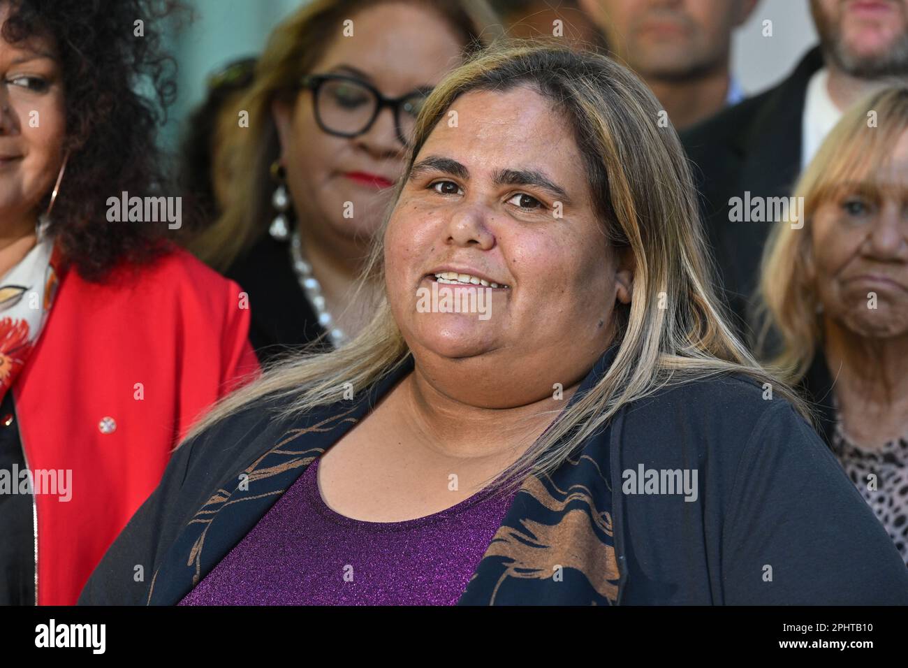 Pitjantjatjara woman Sally Scales at a press conference after the bill ...