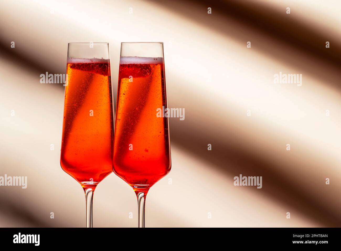 Rossini summer alcoholic cocktail drink with sparkling wine or prosecco ...