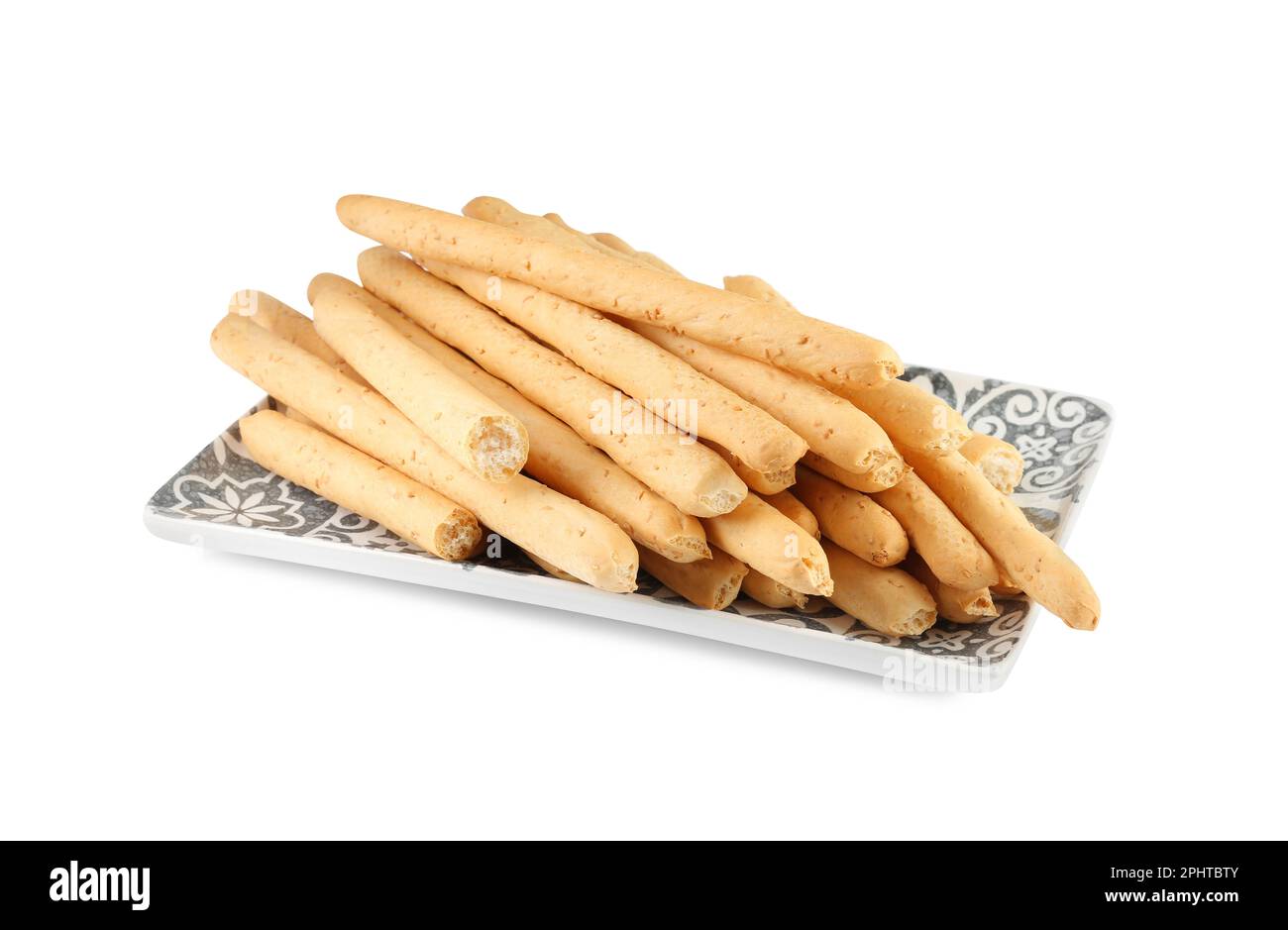 Delicious grissini isolated on white. Crusty breadsticks Stock Photo ...