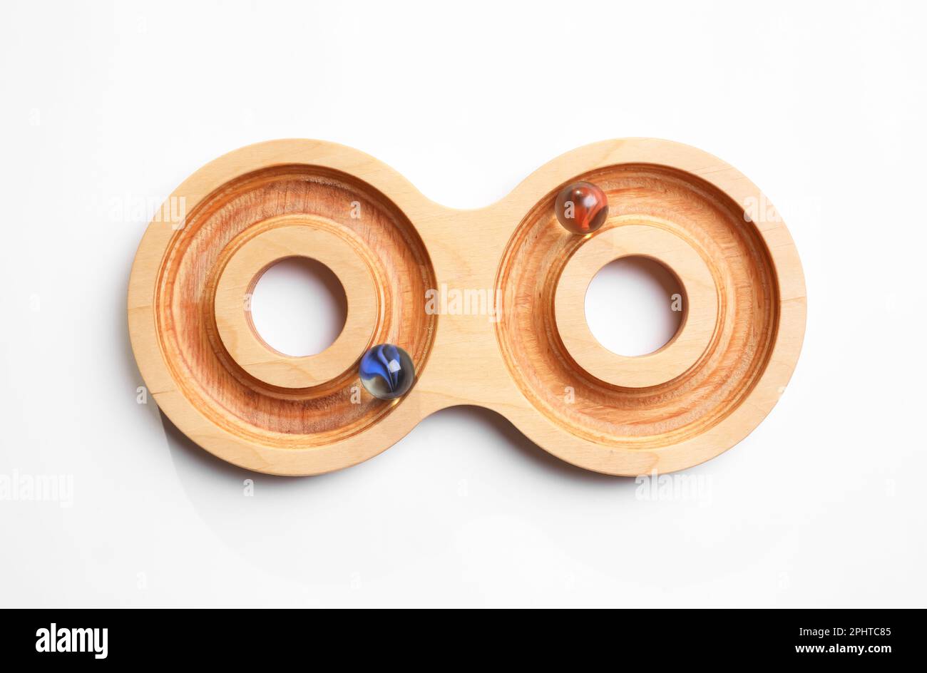 Labyrinth balance board isolated on white, top view. Montessori toy ...
