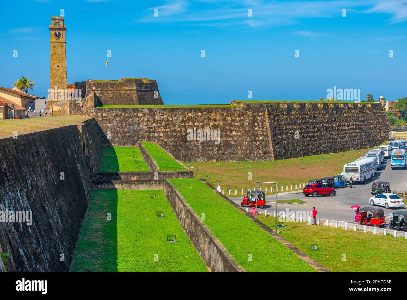 Galle fort clock tower looking over military bastions, Sri Lanka Stock ...