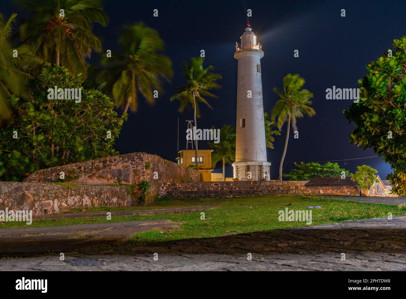 Night view of the Galle lighthouse in Sri Lanka Stock Photo - Alamy
