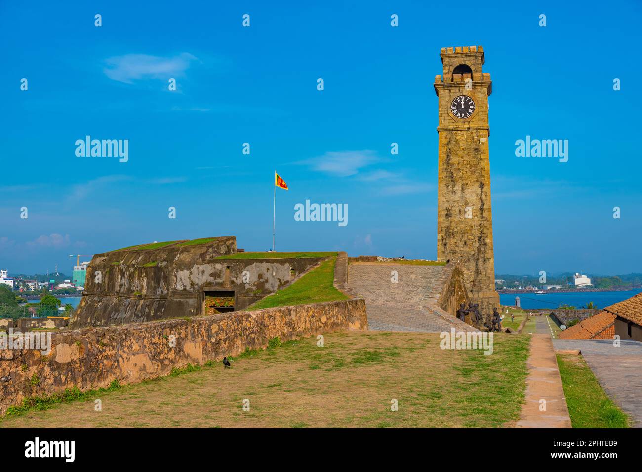 Galle fort clock tower looking over military bastions, Sri Lanka Stock ...