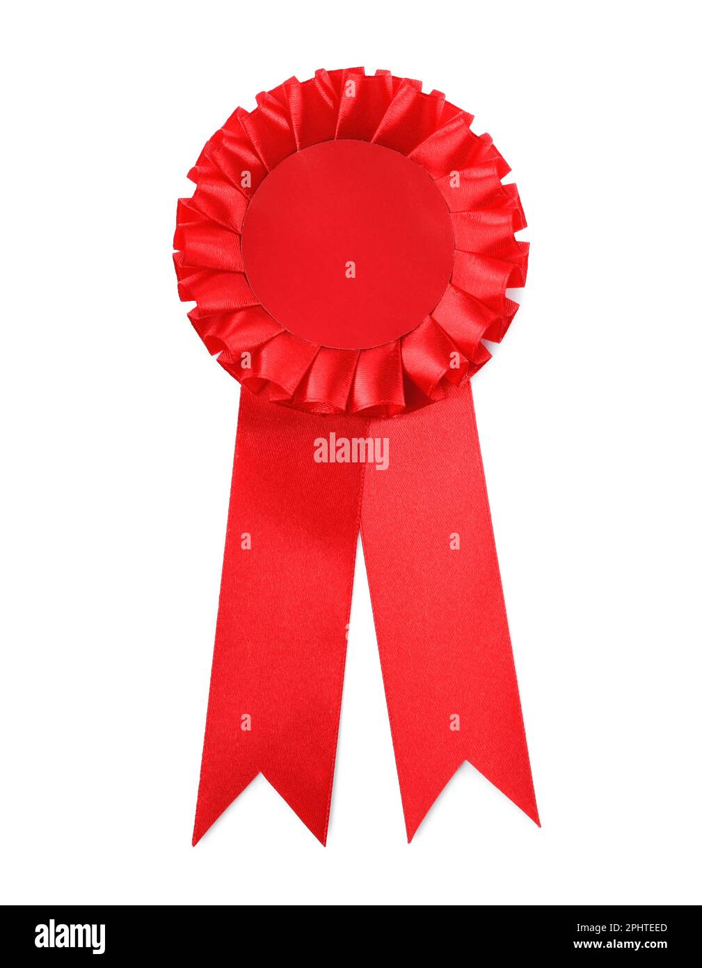One red award ribbon isolated on white Stock Photo - Alamy