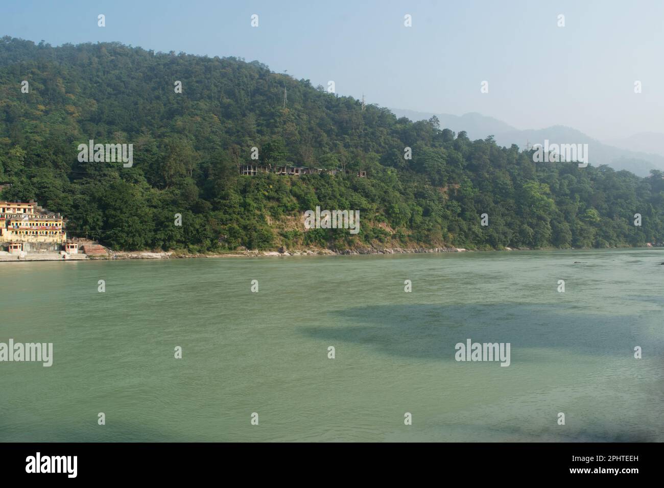Beautiful scenery view of rishikesh mountain with holy ganga river ...
