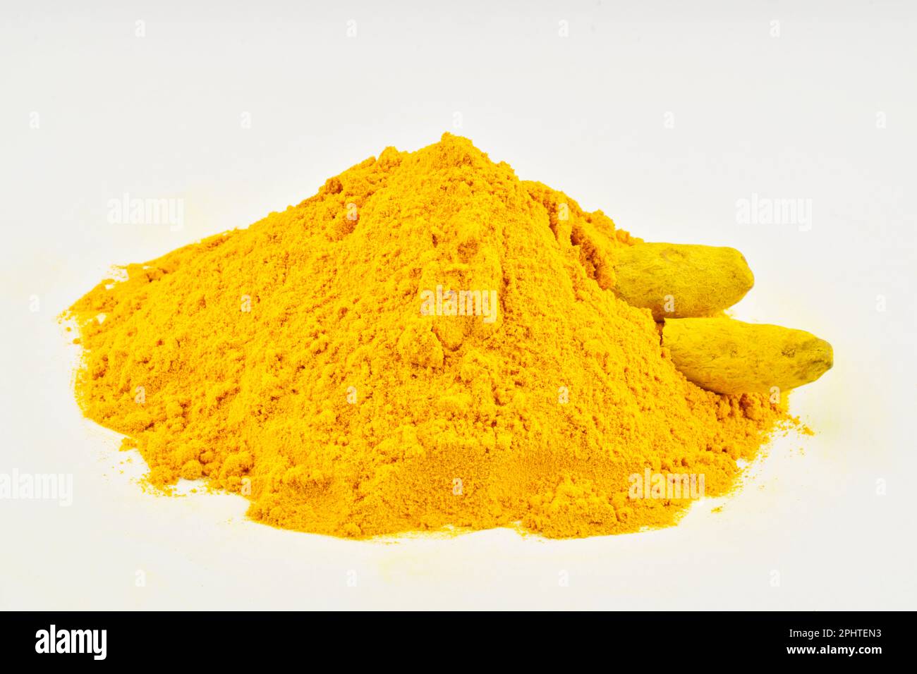 Turmeric powder isolated on white background with clipping path Stock ...