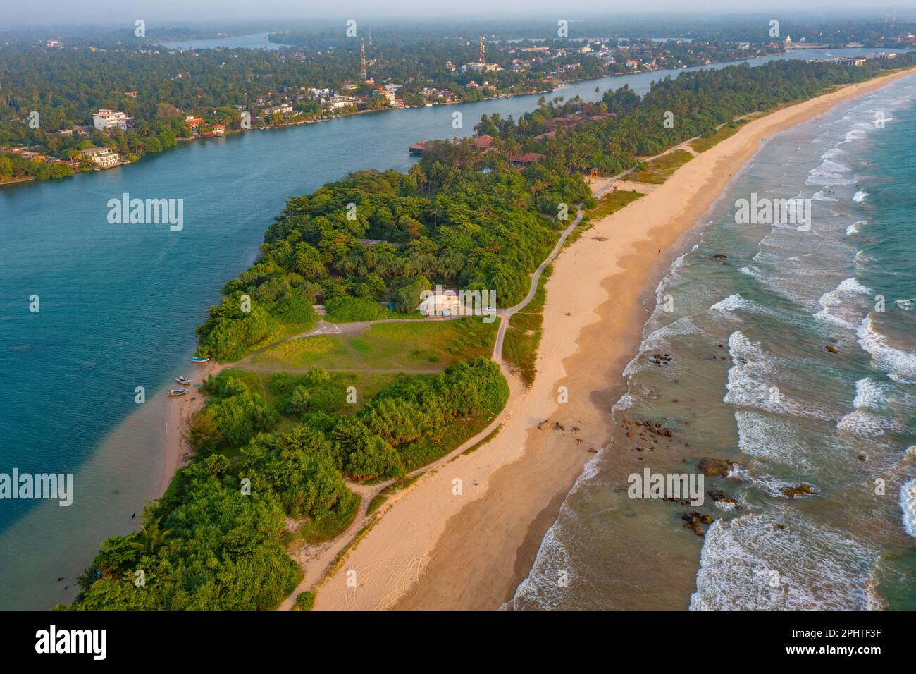 Aerial view of Bentota beach and the secret island, Sri Lanka Stock ...