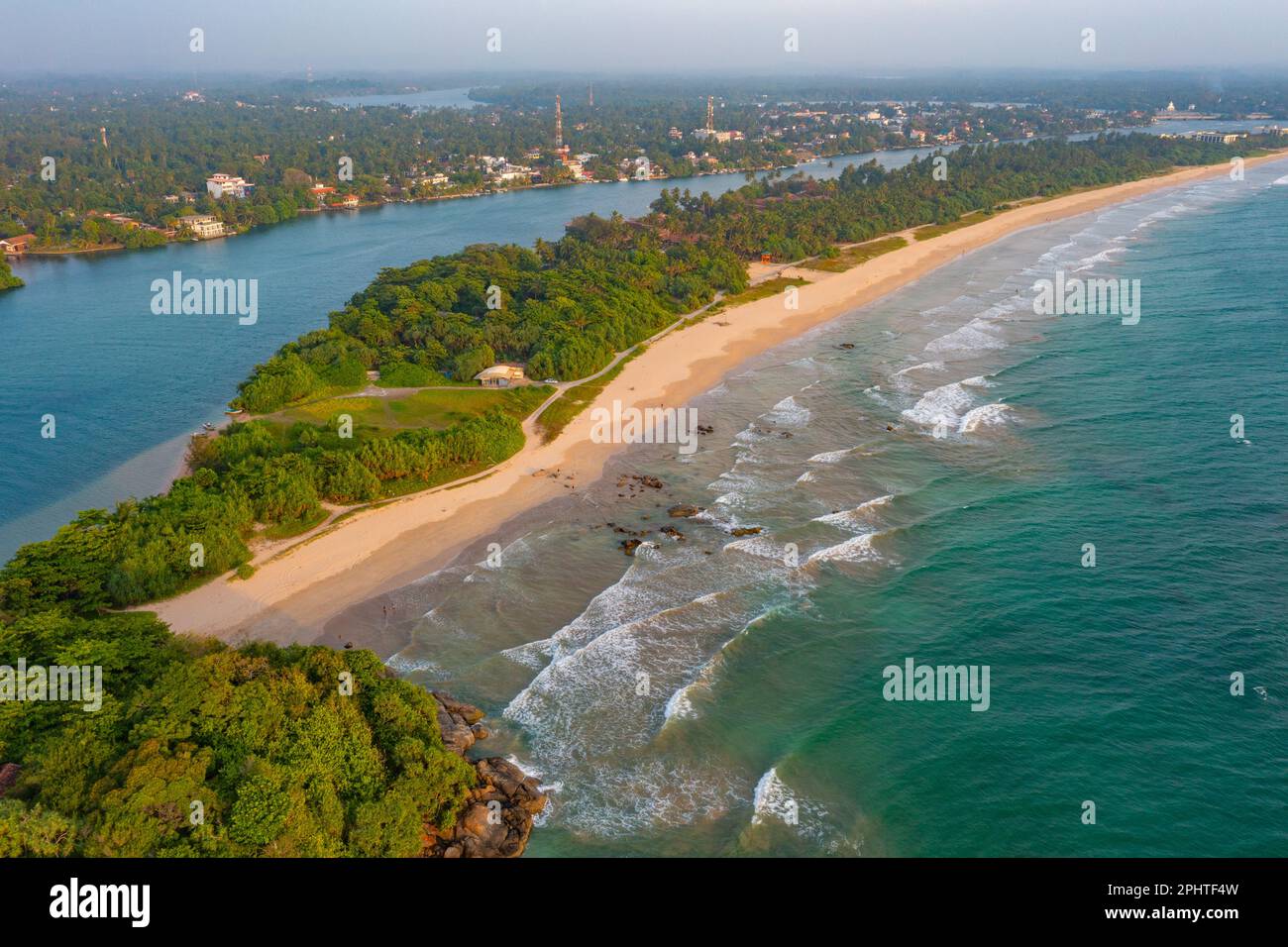 Aerial view of Bentota beach and the secret island, Sri Lanka Stock ...