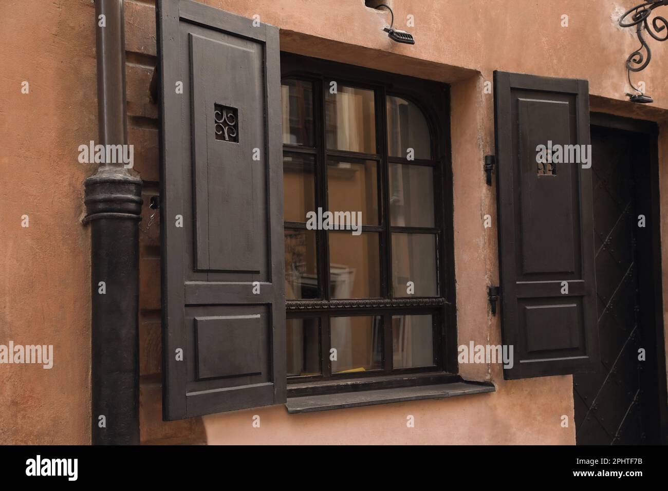 Window with open shutters in building outdoors Stock Photo - Alamy