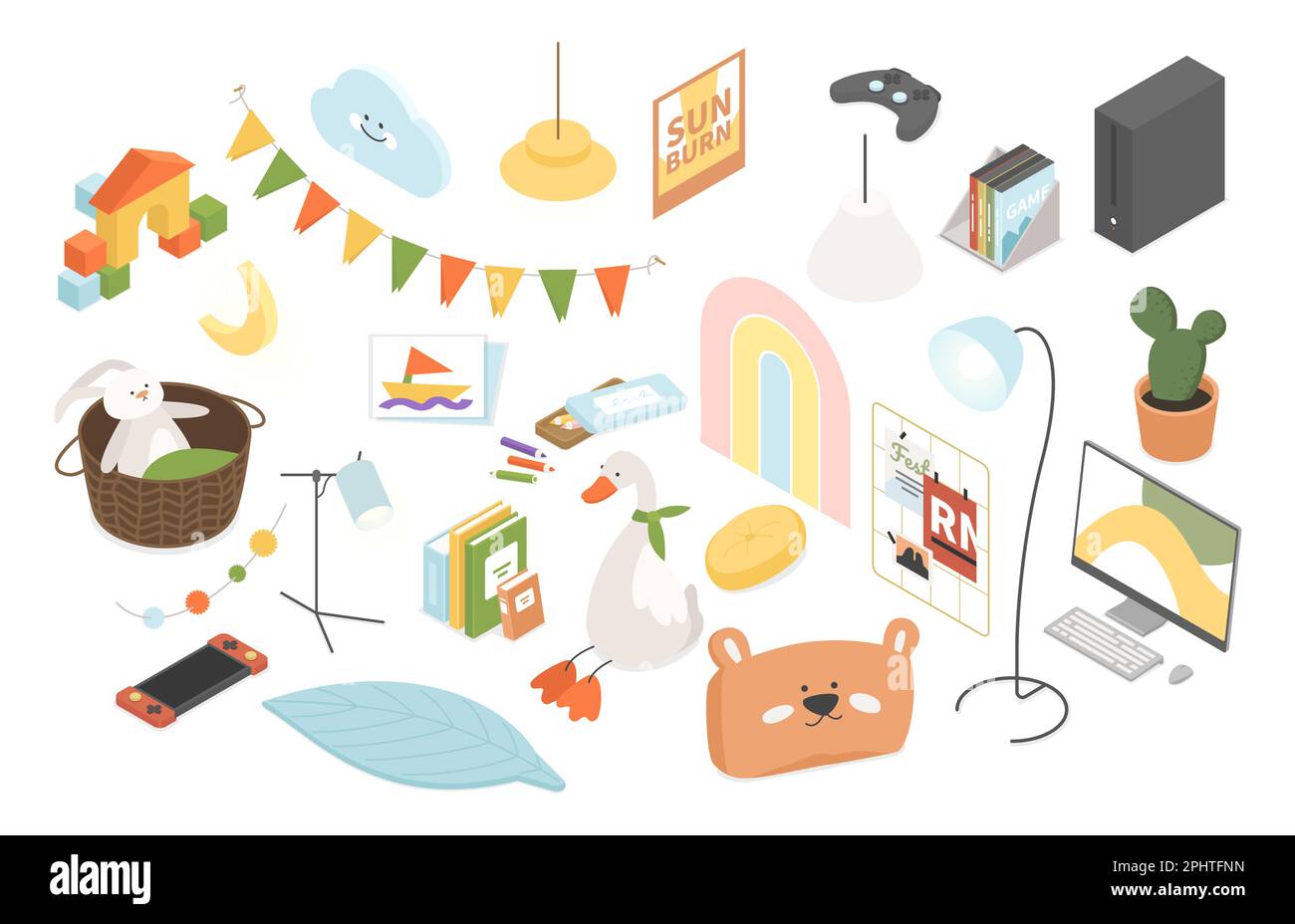 Toys for children and teenagers - modern vector colorful isometric ...