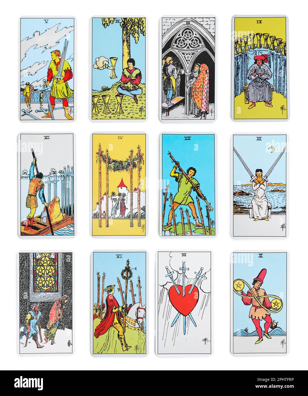 Set with different tarot cards on white background Stock Photo - Alamy