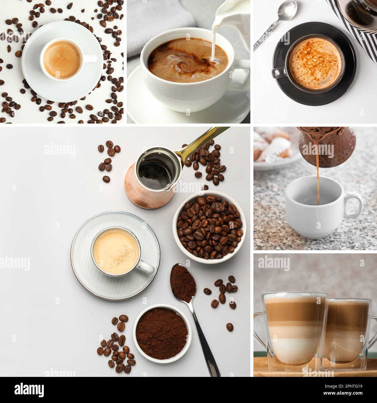 Beautiful collage with different photos of aromatic coffee Stock Photo ...