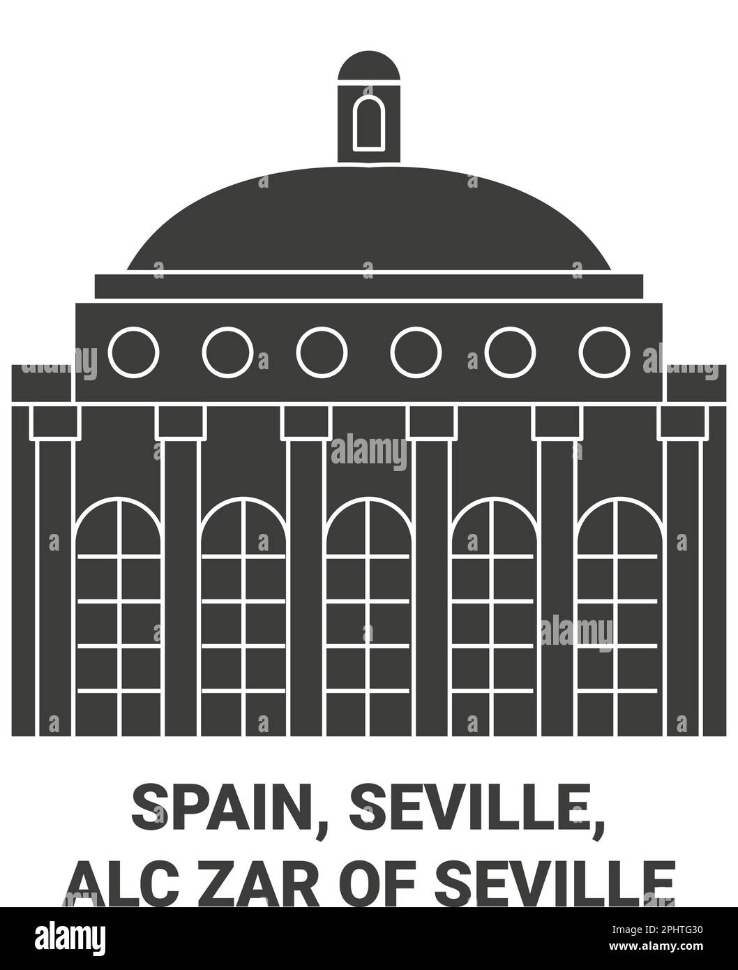 Spain, Seville, Alczar Of Seville travel landmark vector illustration ...