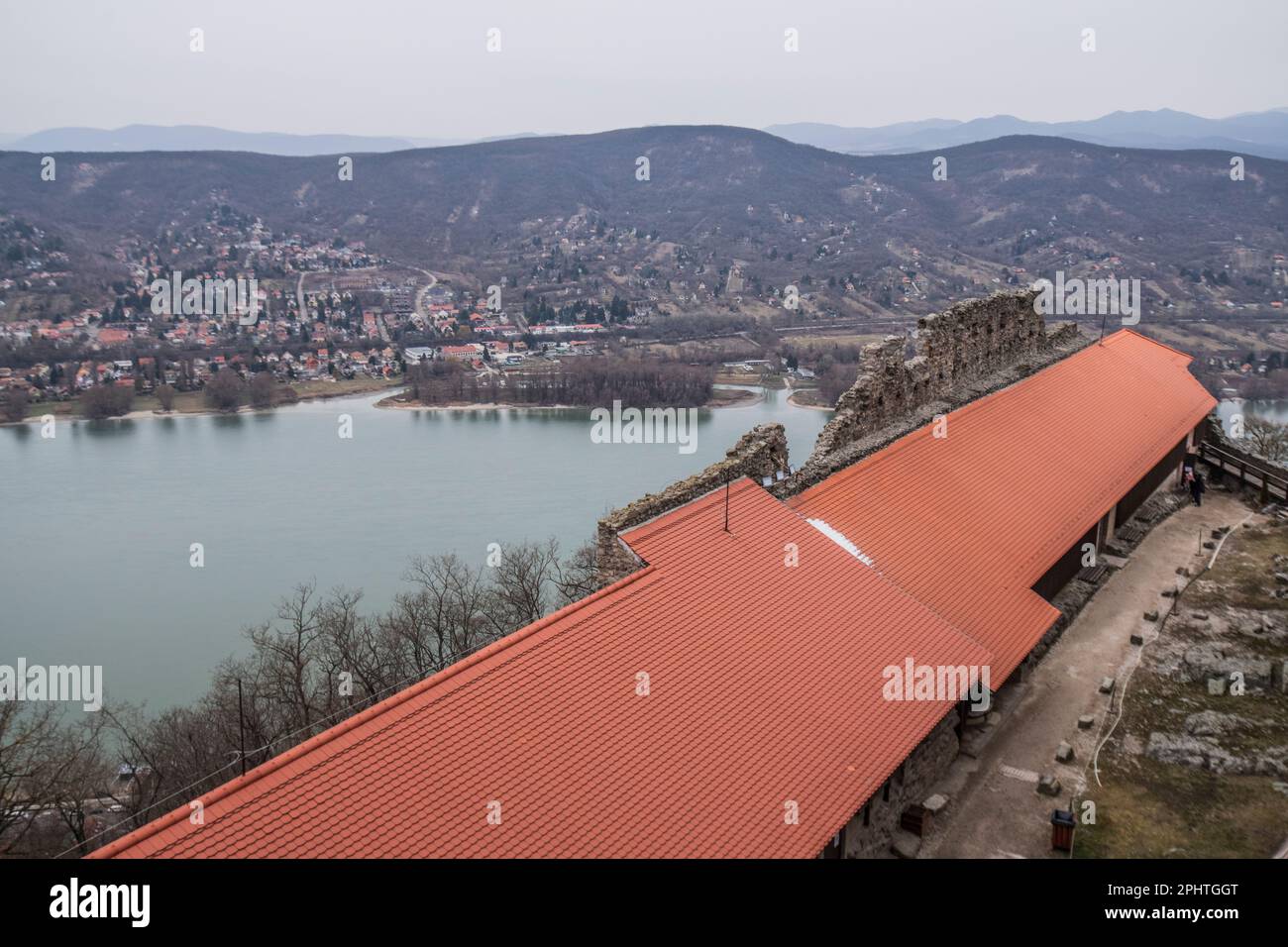 Visegrad Citadel and Upper Castle, view of the Danube River and ...