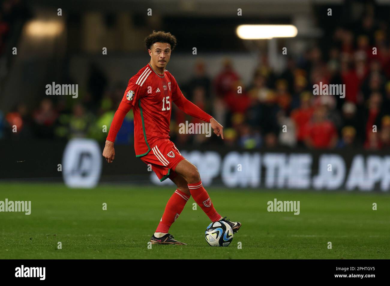 Cardiff, UK. 28th Mar, 2023. Ethan Ampadu of Wales in action. Wales v ...