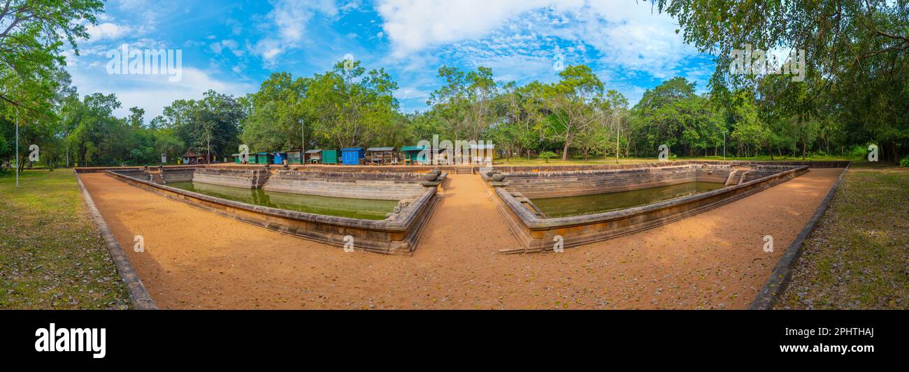 Kuttam Pokuna double pond at Annuradhapura in Sri Lanka. Kuttam Pokuna ...