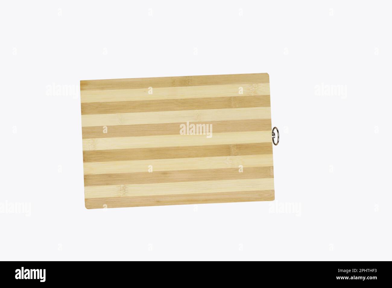 Top view of wooden chopping board isolated on white background with ...