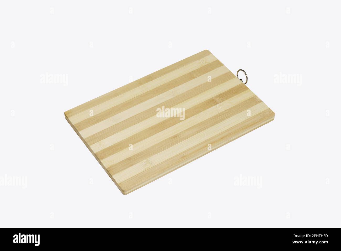 Side view of wooden chopping board isolated on white background with ...
