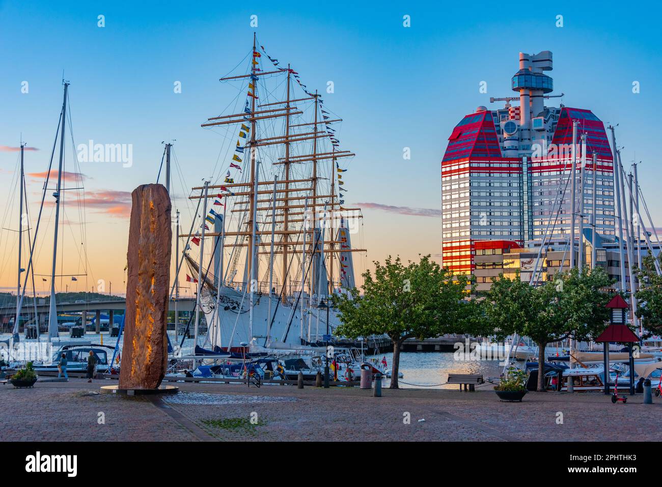 Lilla Bommen building and Barken Viking ship in the swedish city ...