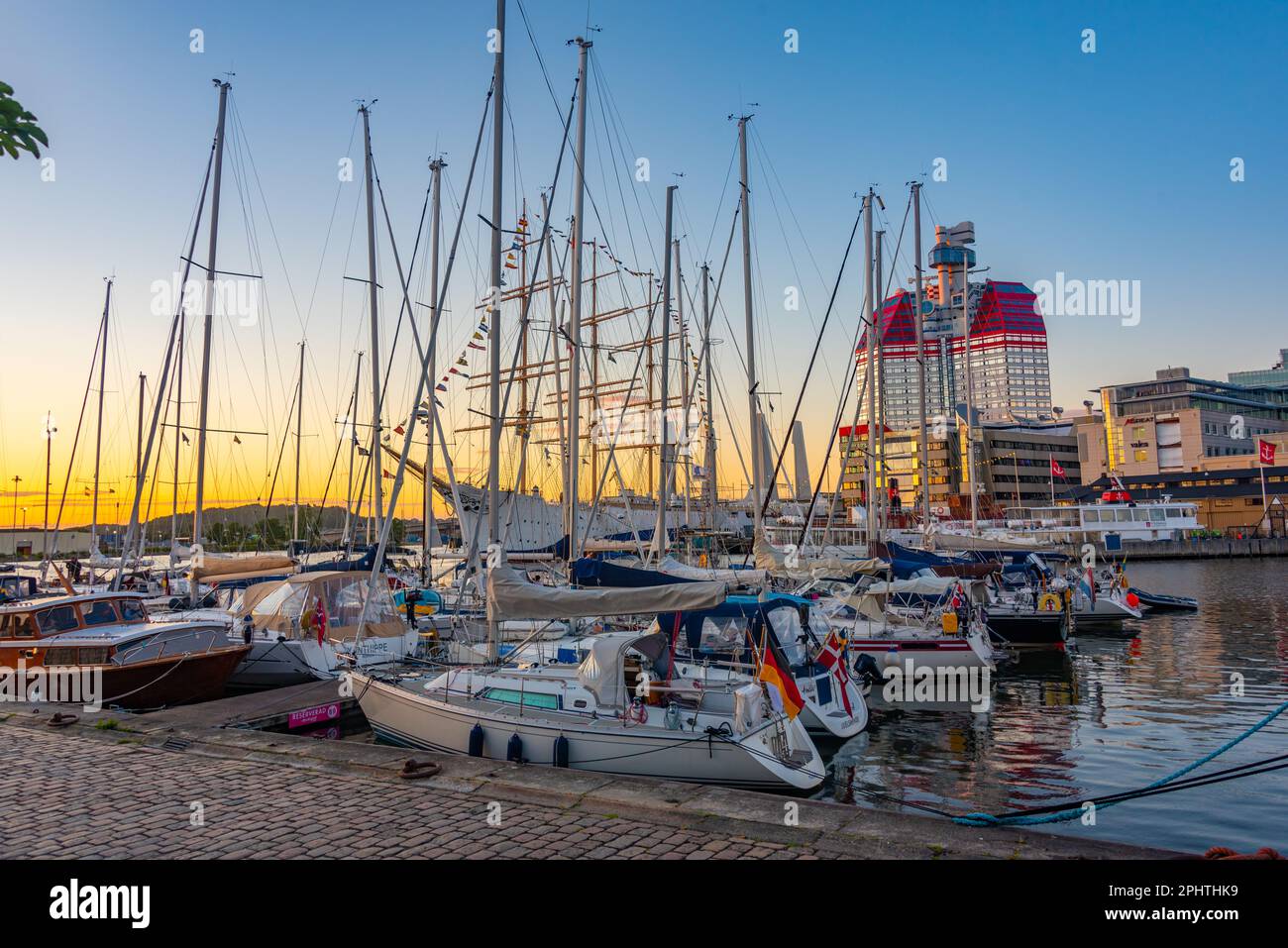 Lilla Bommen building and Barken Viking ship in the swedish city ...