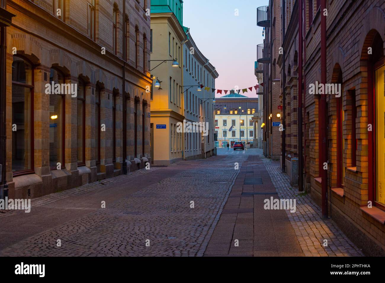 Sunset view of a street in Goteborg, Sweden Stock Photo - Alamy