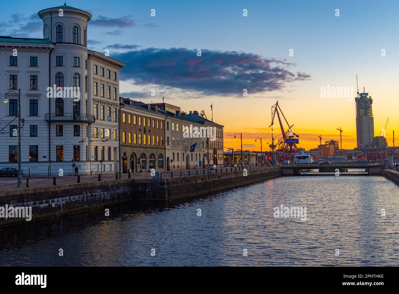 Landscape of the big harbour canal (stora hamnkanalen) in swedish city ...