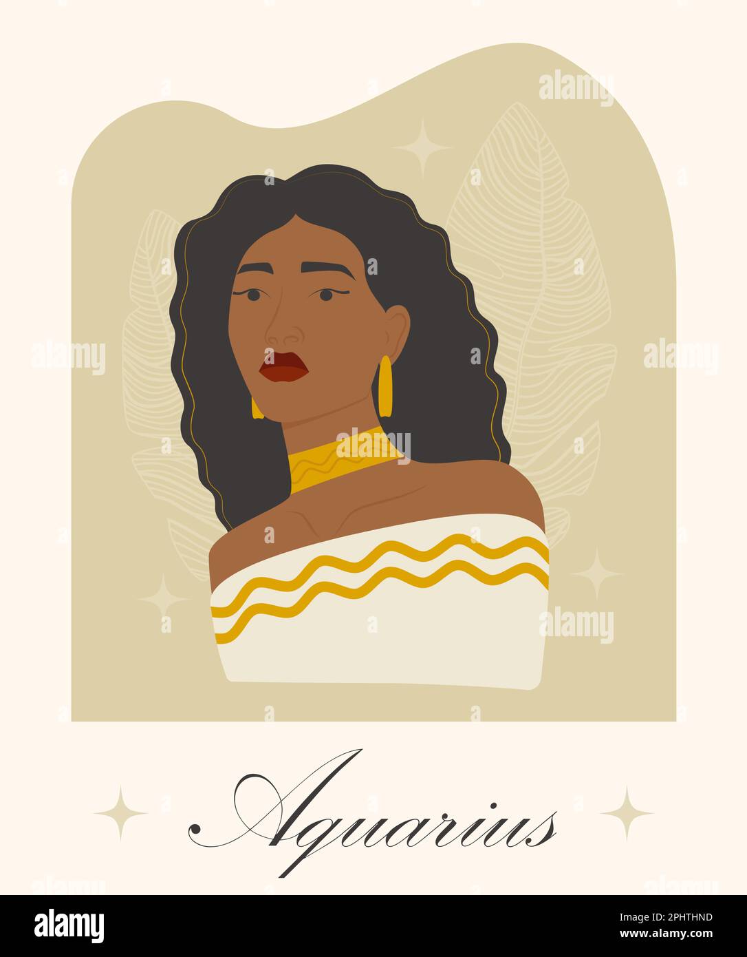 Aquarius zodiac sign black woman cartoon illustration. Afroamerican ...