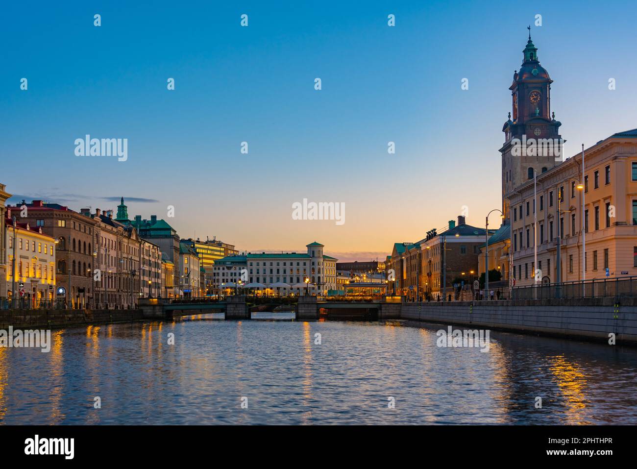 Sunset view of Big harbour channel (stora hamnkanalen) in swedish city ...