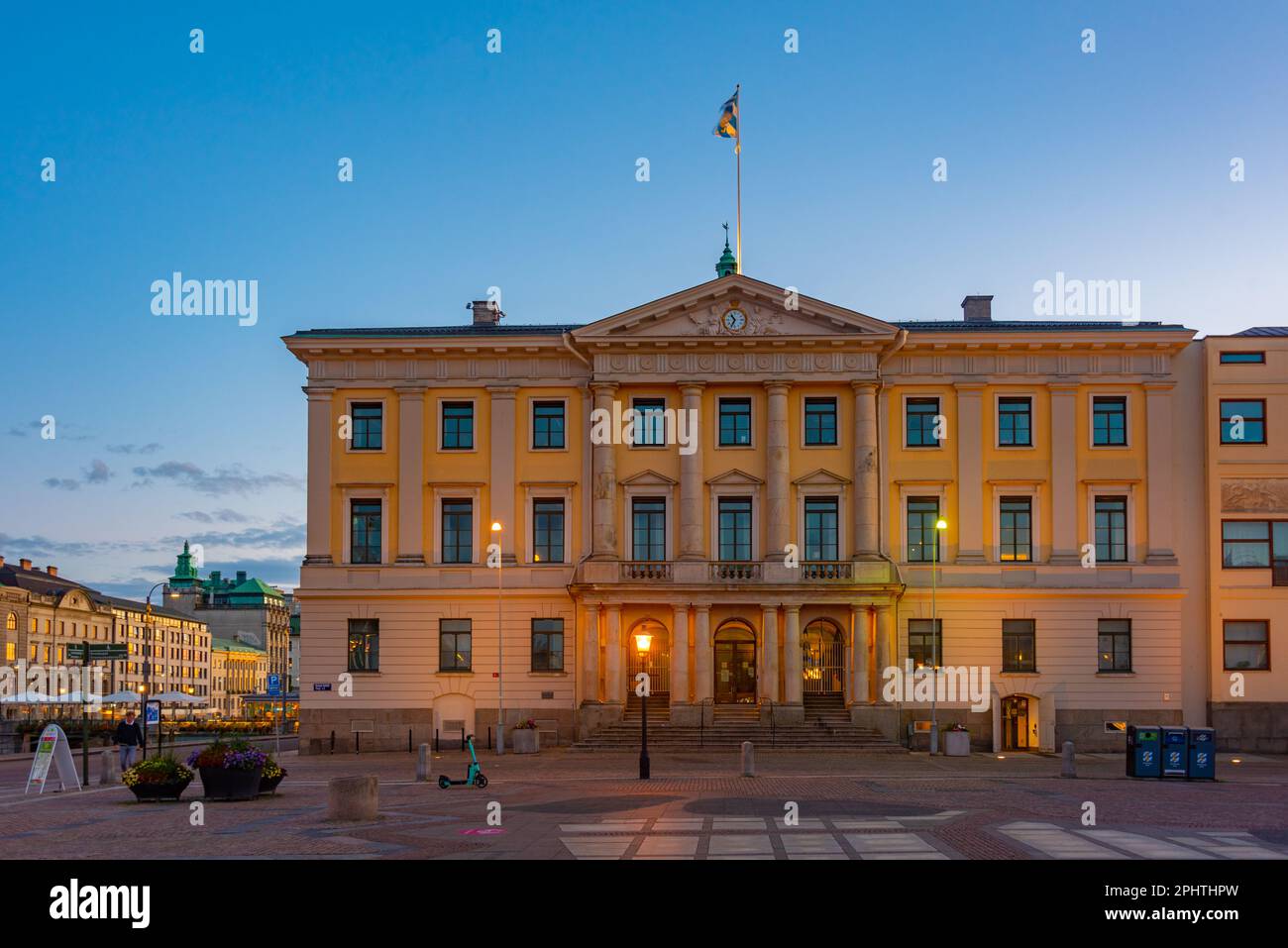 Sunset view of the gustav adolf square in Goteborg, Sweden Stock Photo ...