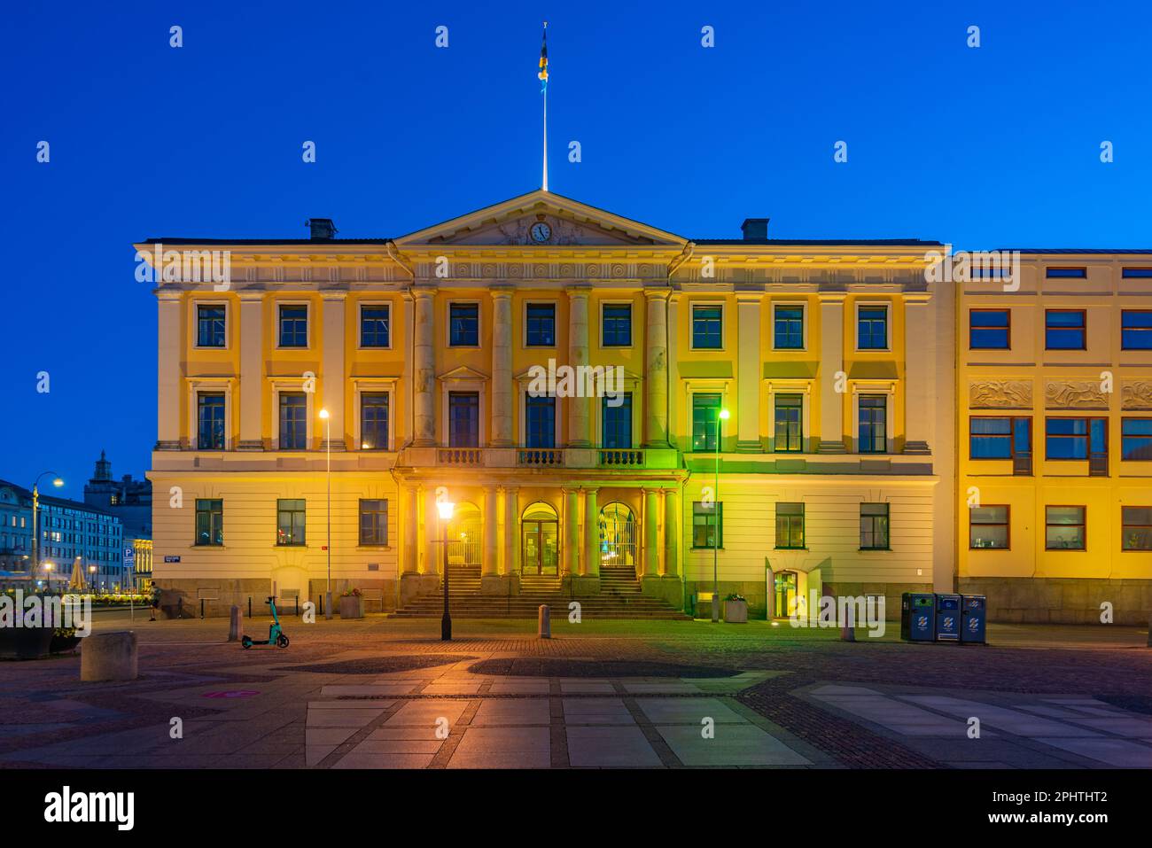 Sunset view of the gustav adolf square in Goteborg, Sweden Stock Photo ...