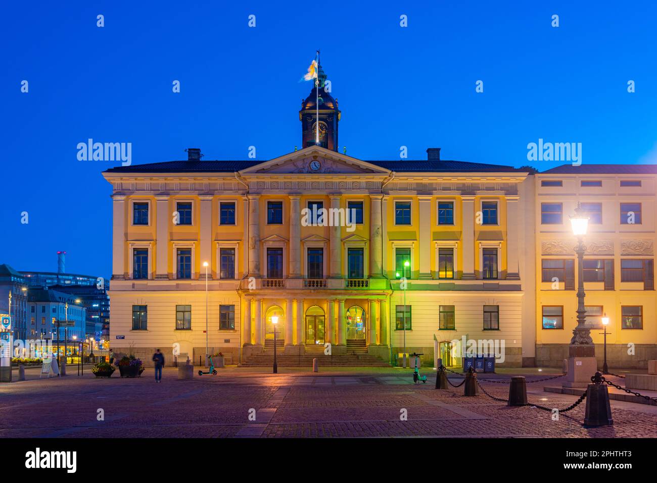 Sunset view of the gustav adolf square in Goteborg, Sweden Stock Photo ...