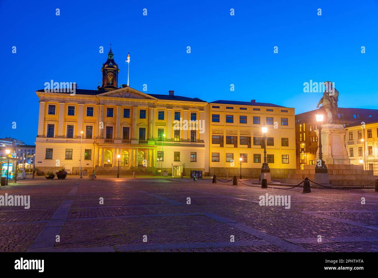 Sunset view of the gustav adolf square in Goteborg, Sweden Stock Photo ...