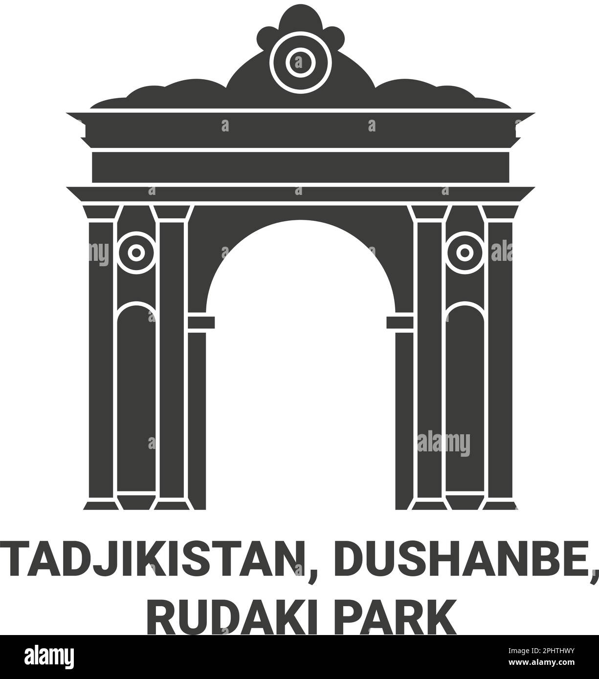 Tadjikistan, Dushanbe, Rudaki Park travel landmark vector illustration ...