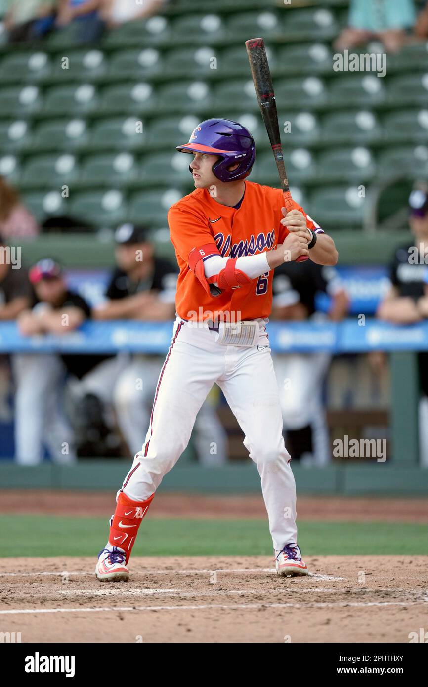 Second baseman Riley Bertram (6) of the Clemson Tigers in a game ...