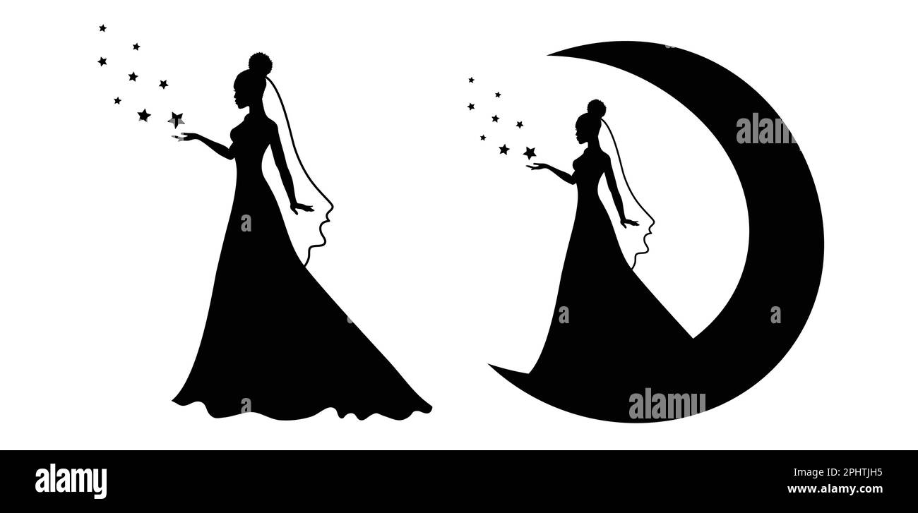Set of vector silhouettes of an afro bride Stock Vector Image & Art - Alamy